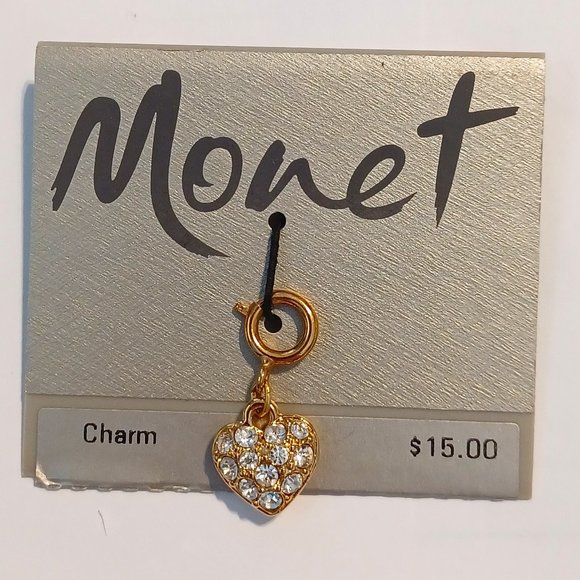 Monet | Jewelry | Monet Faux Diamond Heart Gold Tone Charm | Poshmark